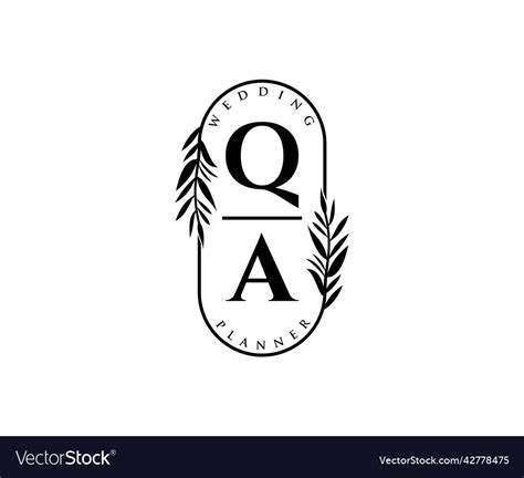 qa initials letter wedding monogram logos vector image