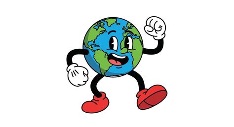 Animated Earth Character Depicting Joyful Celebration Of Environmental