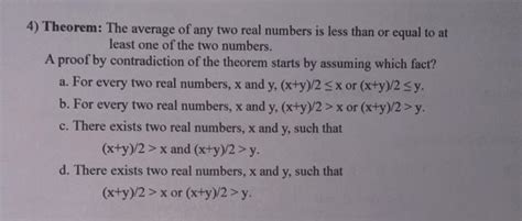 solved 4 theorem the average of any two real numbers is
