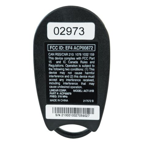 Linear ACT 31B 1 Channel Keychain Transmitter For Sale