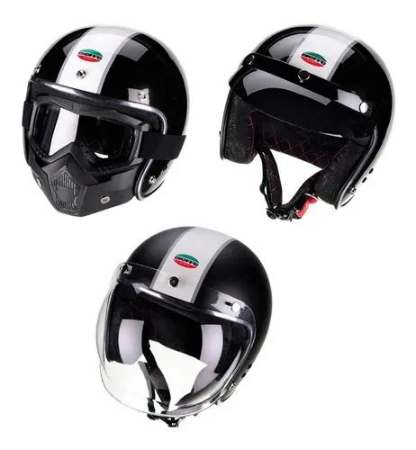 Capacete Aberto Bieffe B45 Origine Preto Brilho Custom Cor Preto