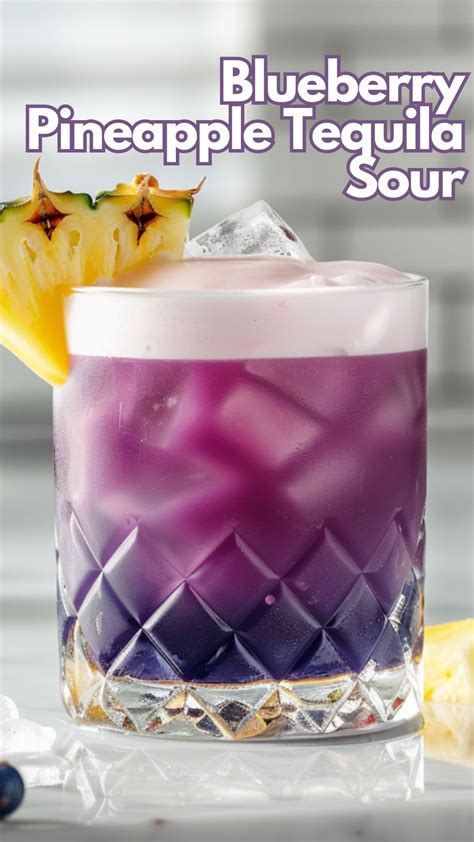 Blueberry Pineapple Tequila Sour Recipe Cocktail Drinks Alcoholic