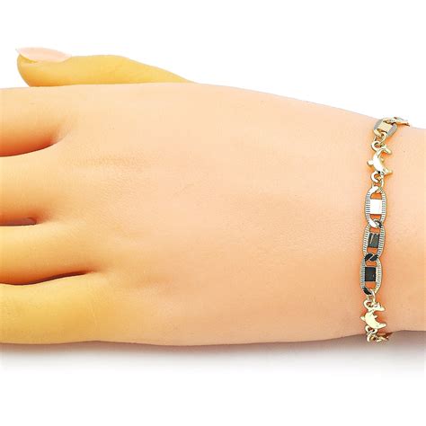 Oro Laminado Fancy Bracelet Gold Filled Style Dolphin And Mariner Des