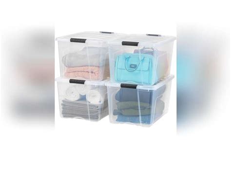 Iris Usa 72 Quart Stackable Plastic Storage Bins With Lids And Latching Buckles 3 Pack Clear