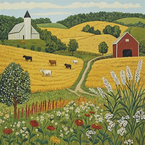 A Scenic Farm Landscape With Fields Of Crops A Barn And Grazing Livestock Premium Ai Generated