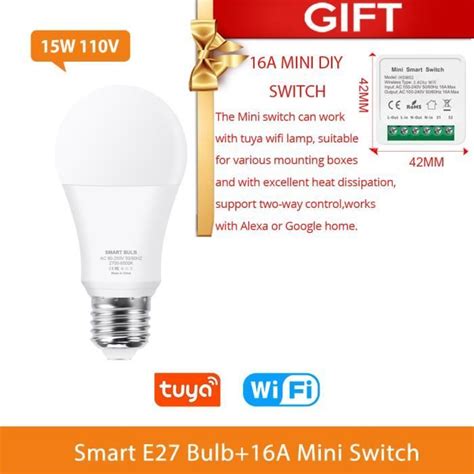 Ampoulediscount Kit 1 Ampoule Led Tuya E27 Rgb Cw Ww Wifi Led Lampe