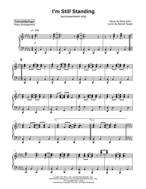 Tutorialsbyhugo Im Still Standing [accompaniment Only] Sheet Music