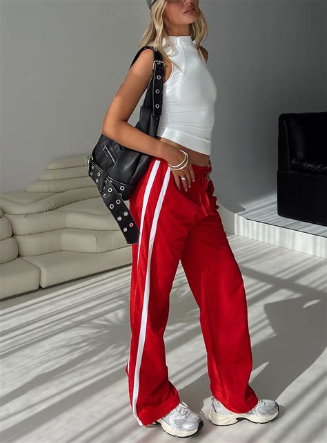 Keli Track Pants Red White Princess Polly
