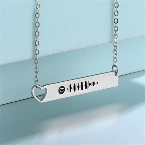 Jeulia Scannable Spotify Code Heart Bar Stainless Steel Necklace Jeulia Jewelry