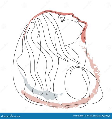 L Nea Continua Dibujo De Caras Determinadas Y Peinado Concepto De La