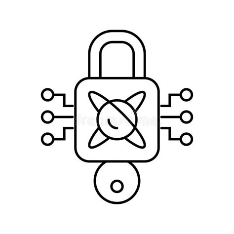 Lock Quantum Computer Line Icon Vector Stock Illustrations 6 Lock
