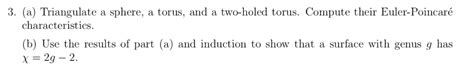 3 A Triangulate A Sphere A Torus And A Two Holed Chegg