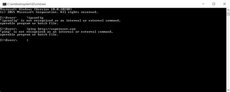windows 10 commands ping and ipconfig are not recognized super user