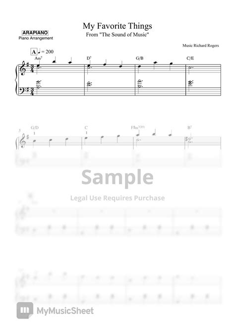The Sound Of Music My Favorite Things Sheets By Arapiano