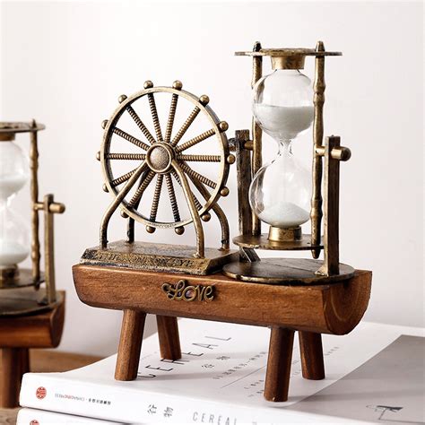 Warrior2 European Retro Style Sky Wheel Hourglass Sand Timer Wooden