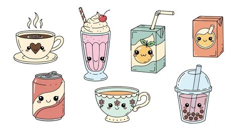Linda Kawaii Bebidas Colección Café Malteada Jugo Caja Soda Lata Té