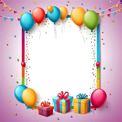 생일 파티 초대 카드 프레임 수직 배경 텍스트에 대한 빈 복사 공간 프리미엄 Ai 생성 이미지