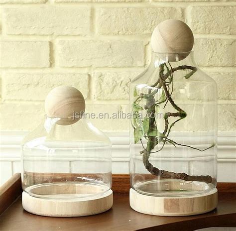 Decorative Clear Glass Ball Terrarium With Wooden Base Buy Round