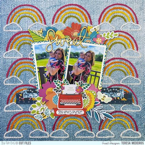 My Crafty Place Hand Stitched Rainbows Layout Guest Designer For