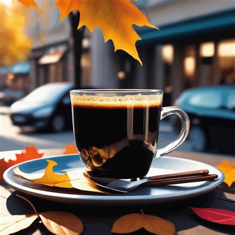 Premium Vector Coffee Cup On Autumn Leavescup Of Coffee And Autumn