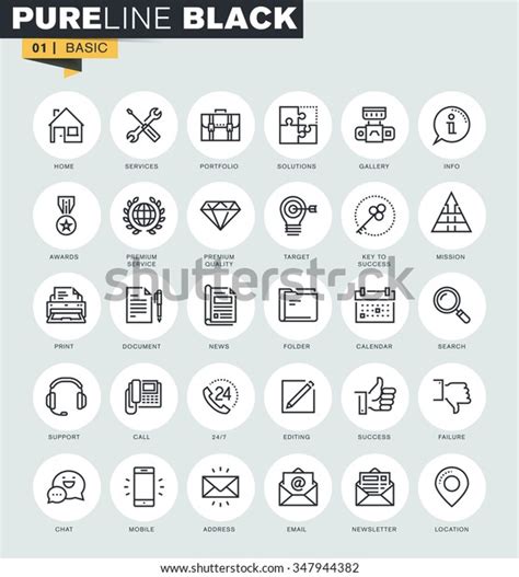 Set Thin Line Web Icons Communication Stock Vector Royalty Free Shutterstock