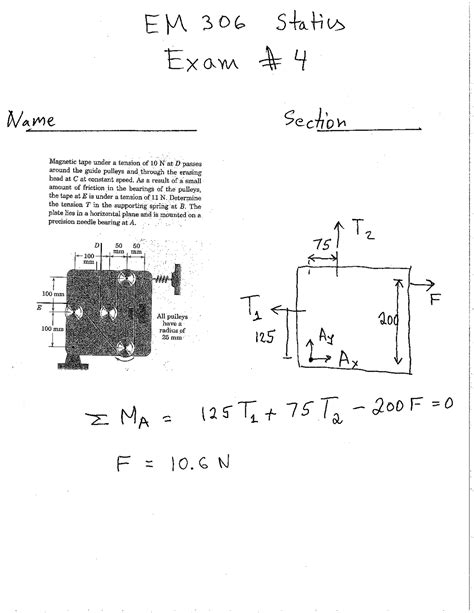 Sample Examination 4 With Solutions Statics E M 306 Quizzes