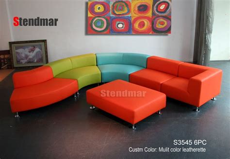 6pc Modern Modular Curved Leather Like Microfiber Fabric Sectional Sofa Set — Stendmar