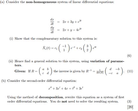 Solved A Consider The Non Homogeneous System Of Linear Chegg