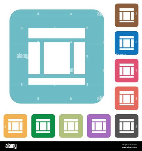 Flat Three Columned Web Layout Icons On Rounded Square Color Backgrounds Stock Vector Image