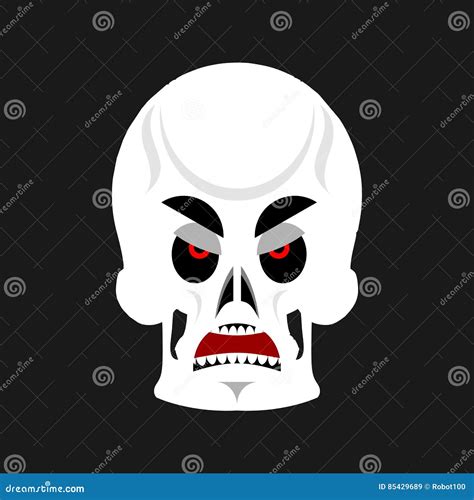 Skull Angry Emoji Skeleton Head Grumpy Emotion Isolated Stock Vector