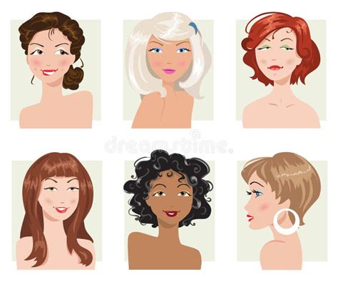 Set Of Female Hair Style Vector Collection Stock Vector Illustration