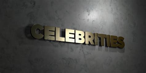 Celebrities Gold Text On Black Background 3d Rendered Royalty Free