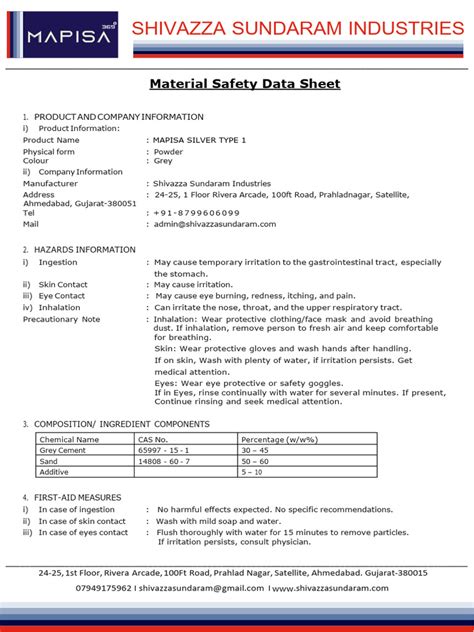 Msds Silver Pdf Dangerous Goods Toxicity