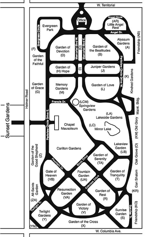 Cemetery Map Battle Creek Memorial Park Association