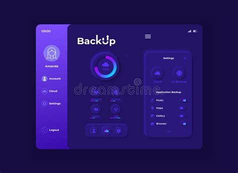 Backup Application Tablet Interface Vector Template Mobile App Page