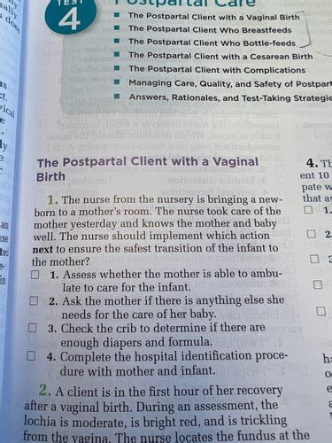 Postpartum Nclex Review Book Flashcards Quizlet