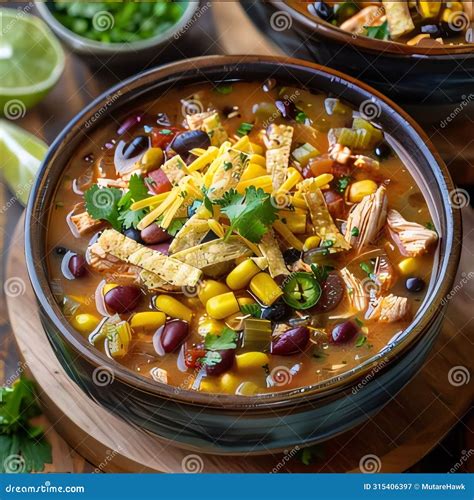 Mexican Cuisine Traditional Mexican Soup With Beans Corn Cilantro