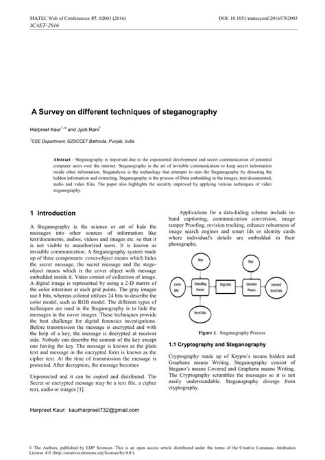 PDF A Survey On Different Techniques Of Steganography