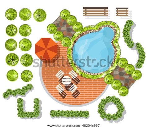 Set Treetop Symbols Architectural Landscape Design Stock Vector