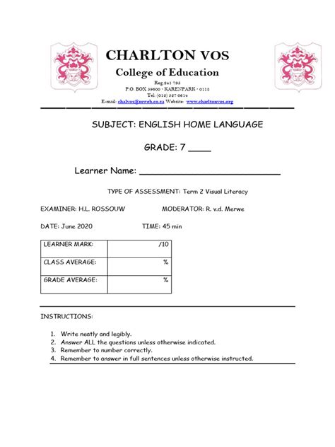 2020 Visual Literacy Pdf Behavior Modification Writing