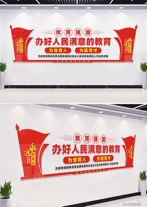 办好人民满意的教育学校党建文化墙图片下载红动中国