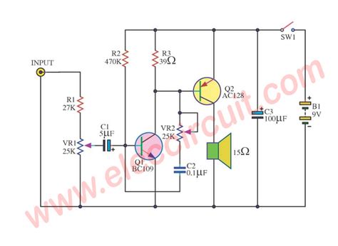 Simple Audio Amplifier Circuit Diagram Using Transistor