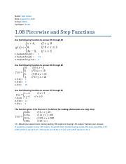 Piecewise And Step Functions Evaluating And Comparing Functions
