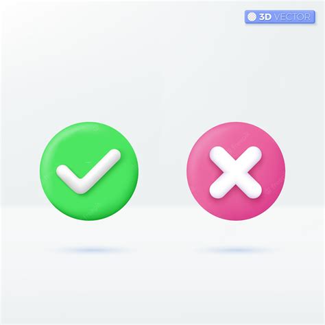 Premium Vector Right And Wrong Icon Symbols Check Mark Cross Mark Yes Accepted And Rejected