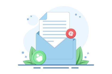 편지와 함께 봉투 개념을 열다 이메일 마케팅의 평면 그림 온라인 비즈니스 전략 광고 이메일 뉴스 레터 메시지 보내기 마케팅 자료 배경에 평면 벡터 그림 가상현실에 대한 스톡