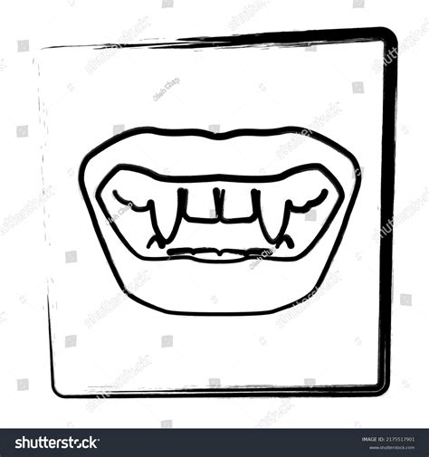 Vampire Fangs Icon Brush Frame Vector Stock Vector Royalty Free