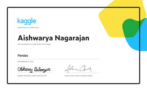 aishwarya nagarajan completed the pandas course on kaggle