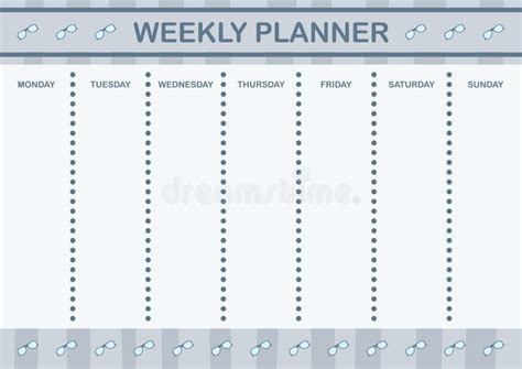 Planificador Diario Y Semanal Con Gafas Ilustración Del Vector