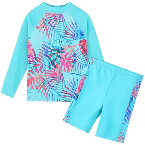 Girls Upf50 Sun Uv Protection Long Sleeve Girl Swimsuit Bathing Suit