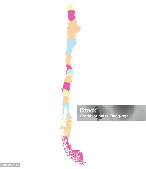 칠레 지도 행정 구역의 칠레지도 여러 가지 빛깔로 0명에 대한 스톡 벡터 아트 및 기타 이미지 0명 개체 그룹 경계